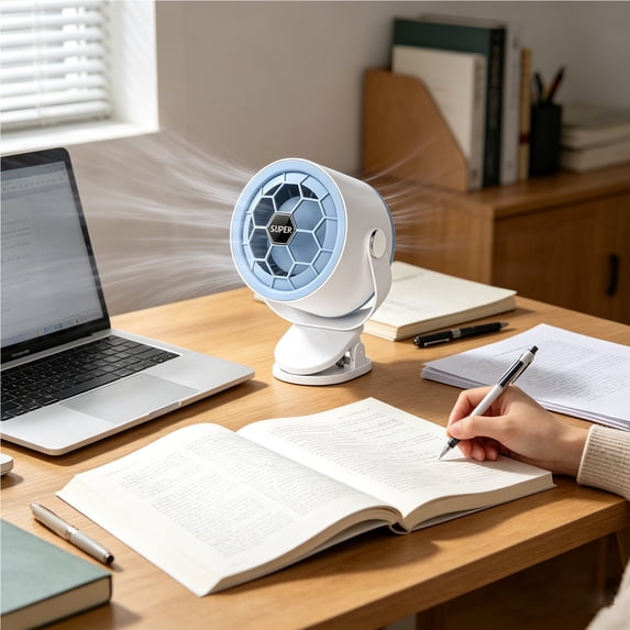 Clip on Fan with 360° Adjustable Angle, Wall Hanging Quite Fan with USB ...
