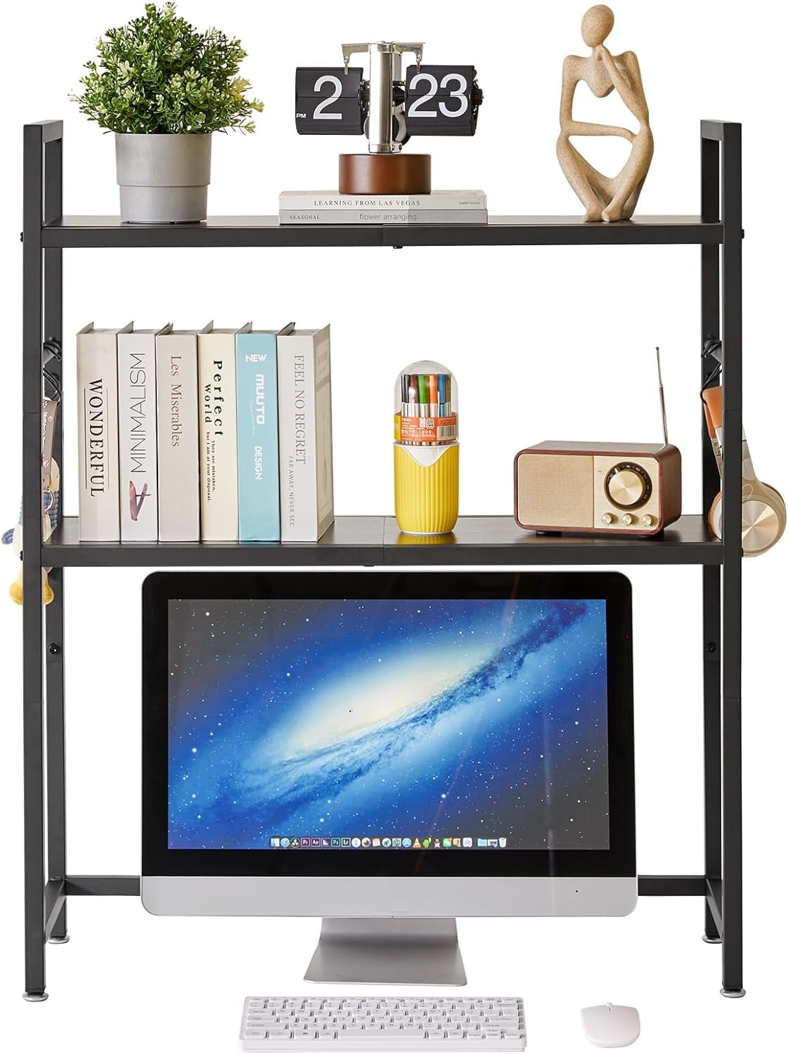 Office Desktop Shelf Organizer Computer Storage Rack Adjustable Desk ...
