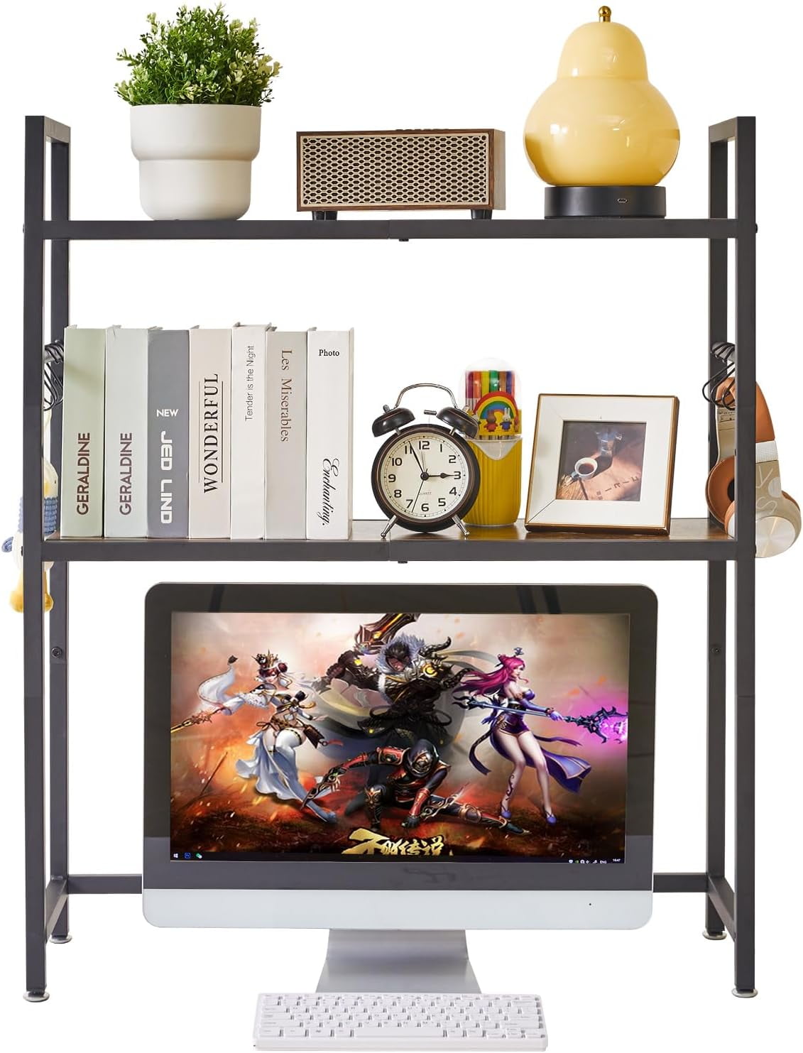 Office Desktop Shelf Organizer Computer Storage Rack Adjustable Desk ...