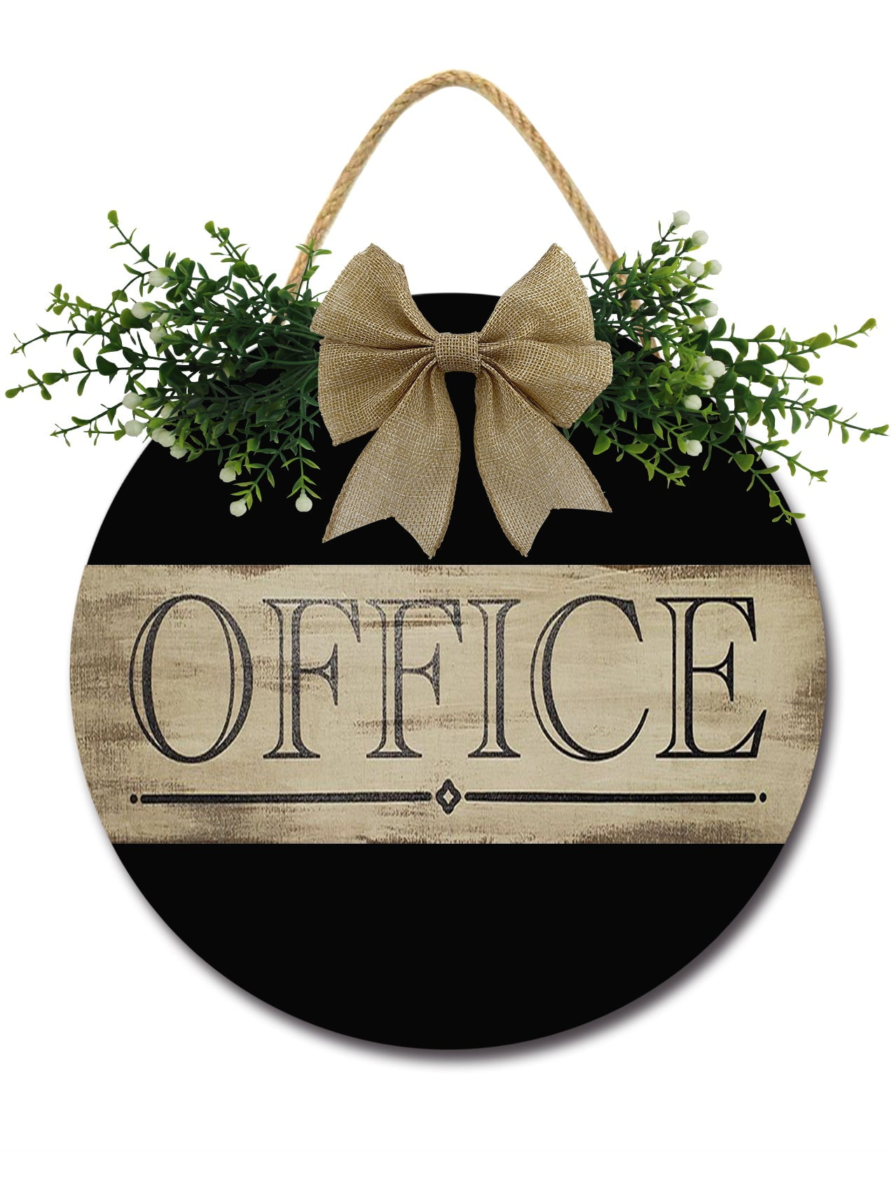 Office Door Sign Home Decor Round Wood Wreaths Wall Hanging Sign ...