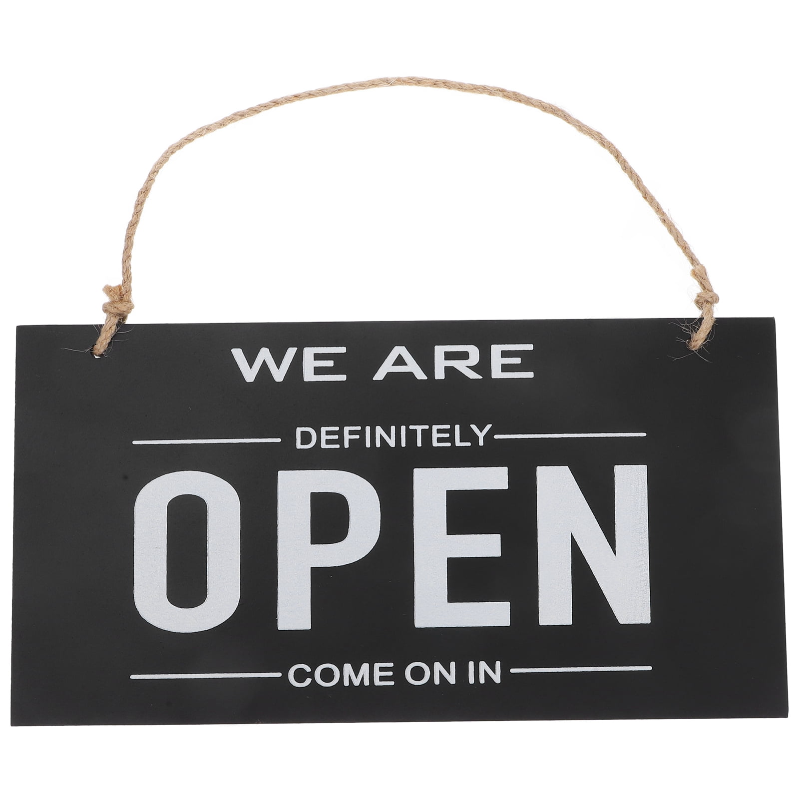 Toddmomy Open and Close Sign for Business Black Density Board Jute Rope ...