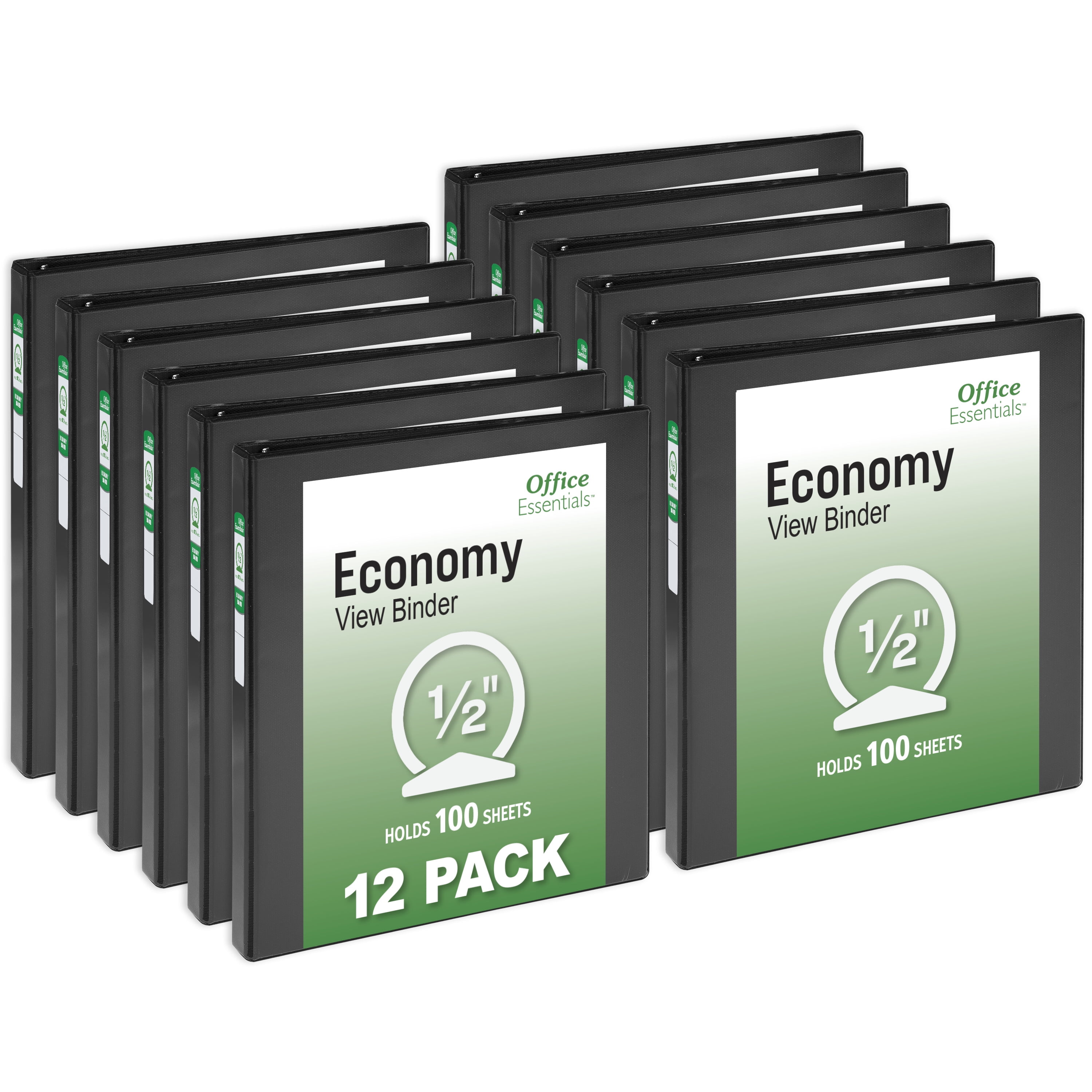 Office Essentials Economy View 3 Ring Binders, 0.5" Round Rings, 0.7 ...