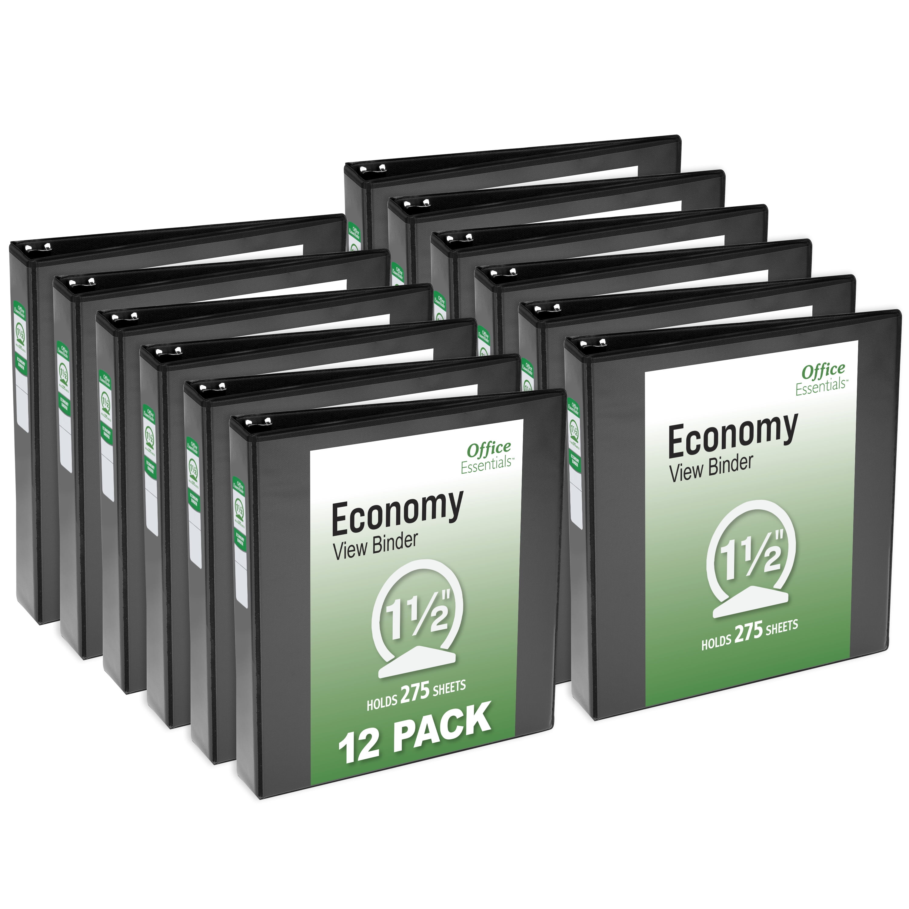 Office Essentials Economy View 3 Ring Binders, 1.5" Round Rings, 2.1 ...