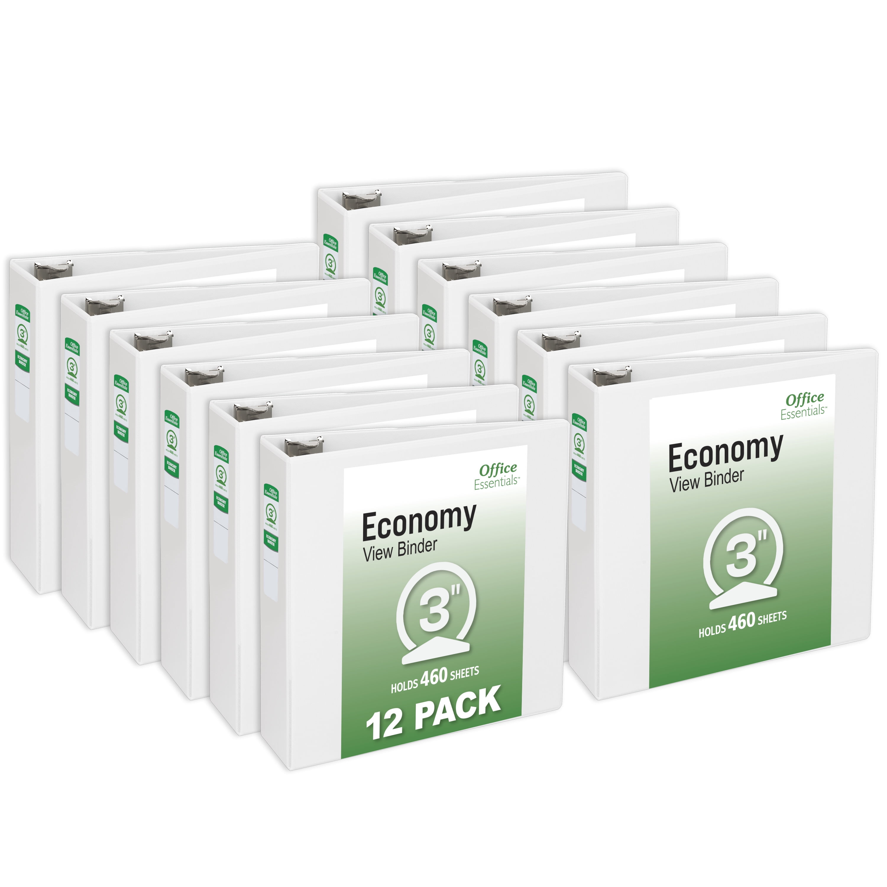 Office Essentials Economy View 3 Ring Binders, 3" Round Rings, 3.5 ...