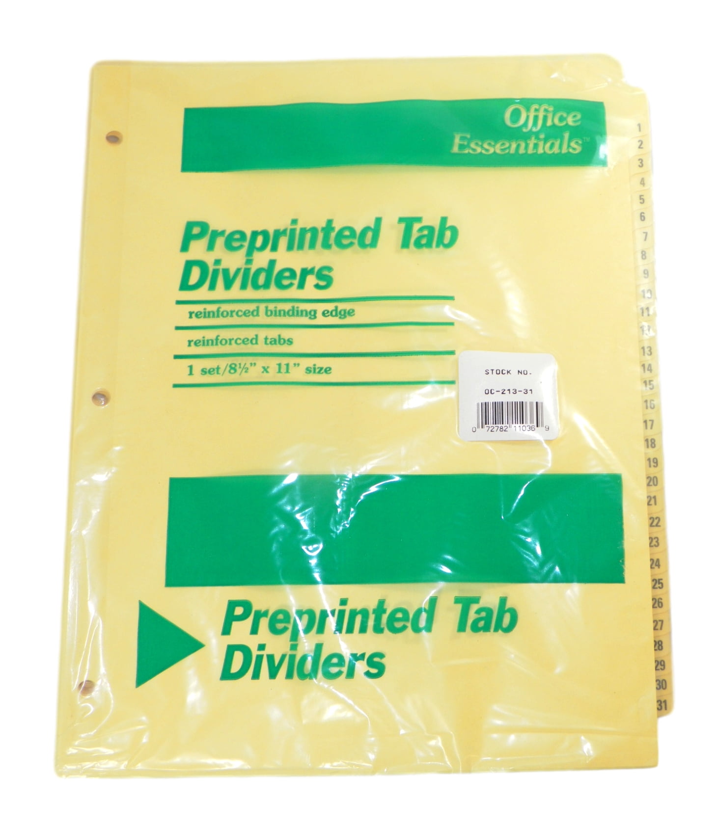 Office Essentials OC-213-31 Preprinted Tab Dividers Reinforced Binding ...
