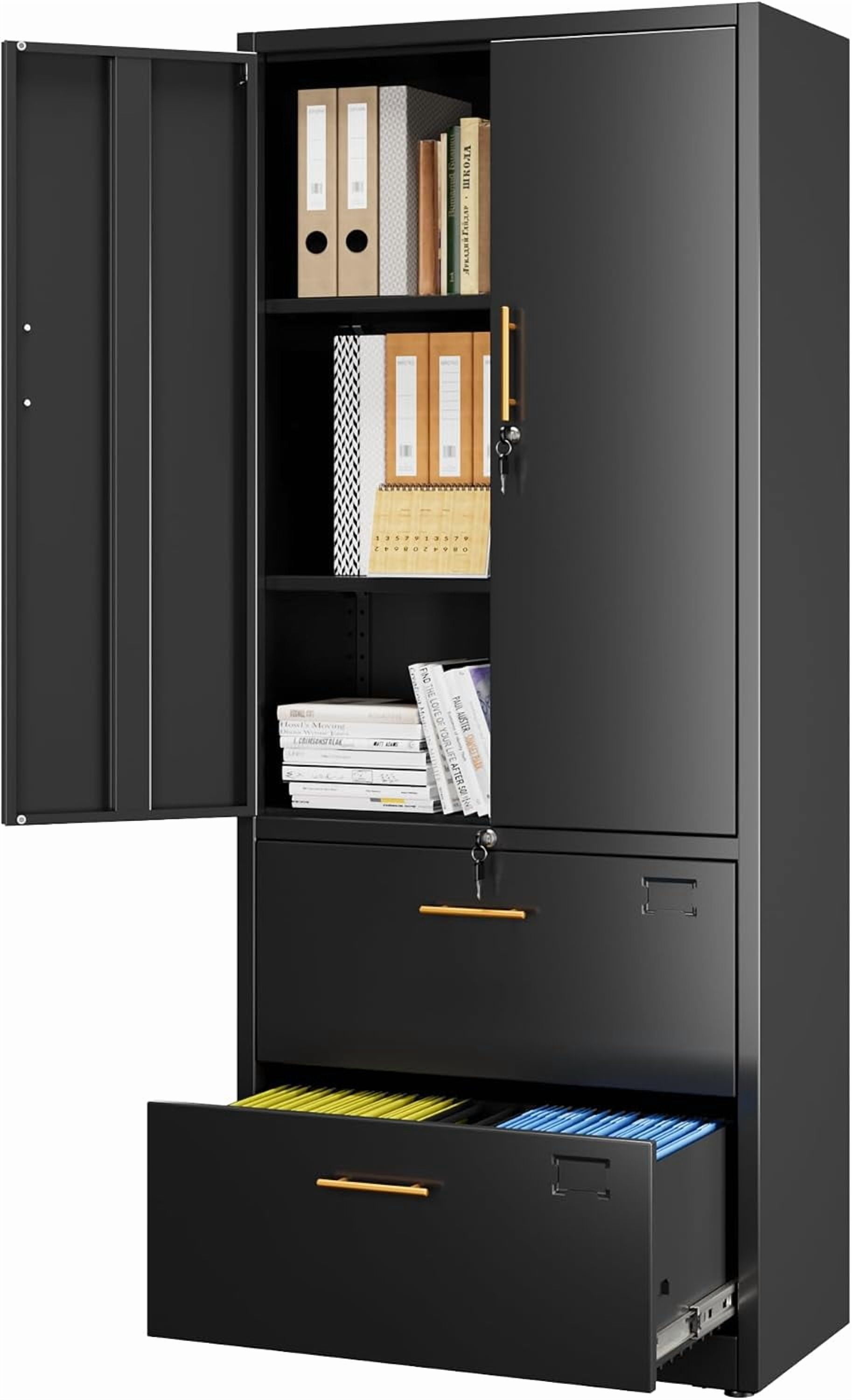 Office File Cabinet with 2 Drawers,Metal Filing Cabinet with Doors for ...