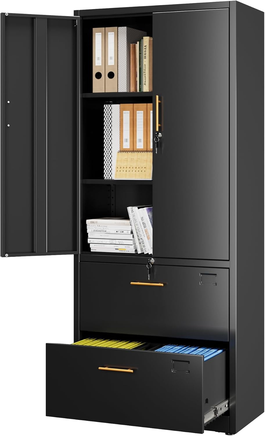 Office File Cabinet with 2 Drawers,Metal Filing Cabinet with Doors for ...