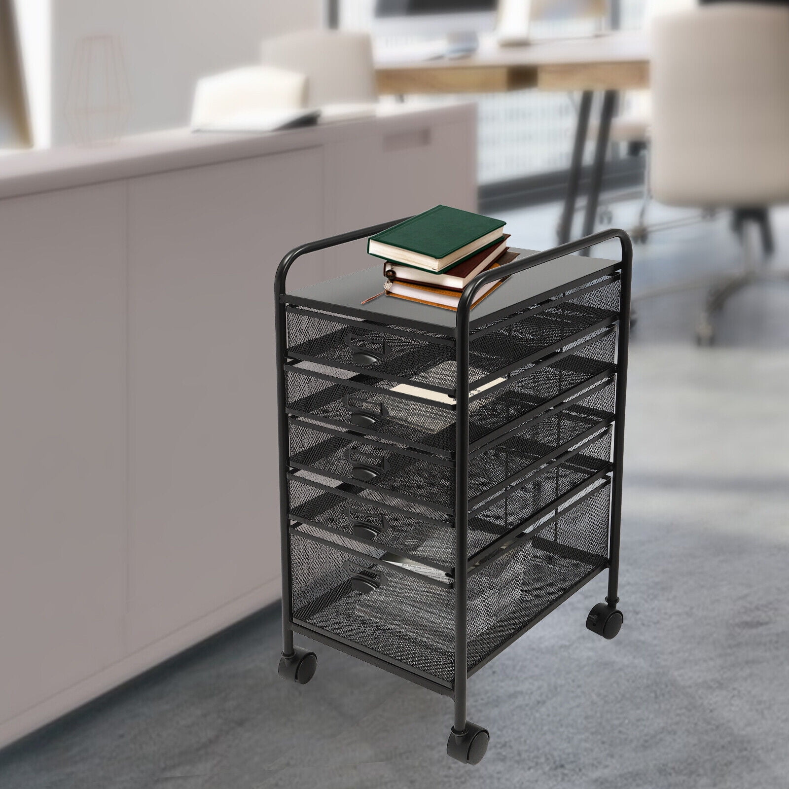 Office File Cabinet Paper Organizer+Wheels 5Drawer Black - Walmart.com