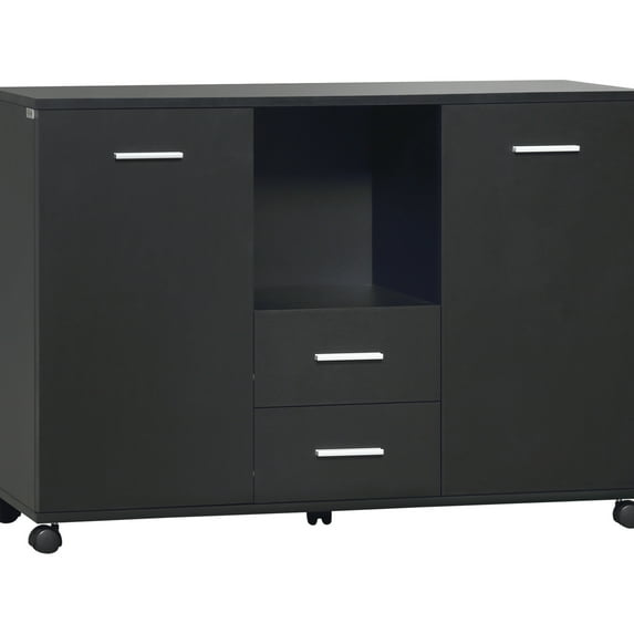 Office Filing Cabinet, 2 Drawers, Shelves, Black & 360° Smooth ...