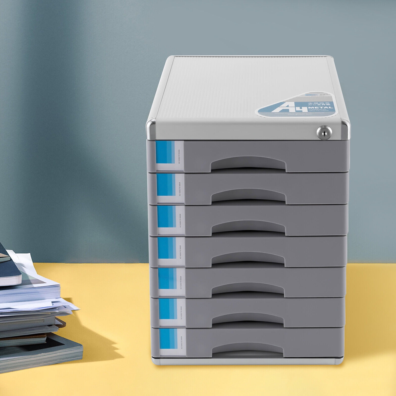 Office Filing Cabinet 7 Drawer Aluminum Alloy File Cabinet With Lock ...