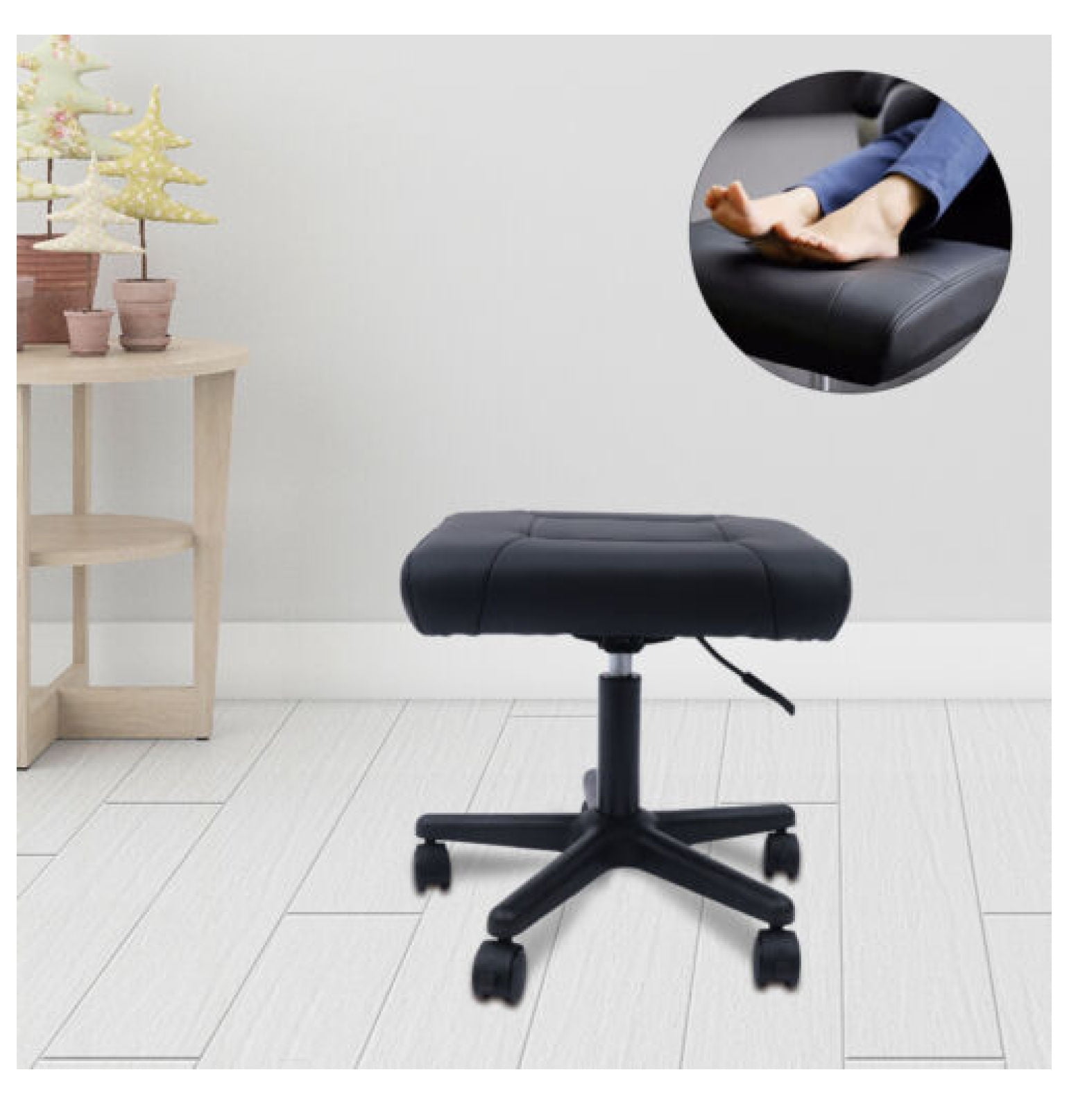 Office Foot Stool with Wheels, Height Adjustable Rolling Leg Rest ...