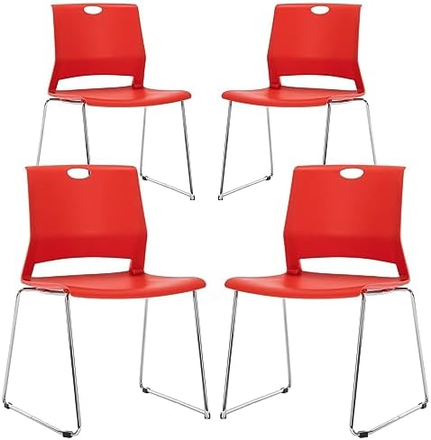 Office Guest Chair with Sled Base, Ergonomic Full Back Plastic Stacking ...