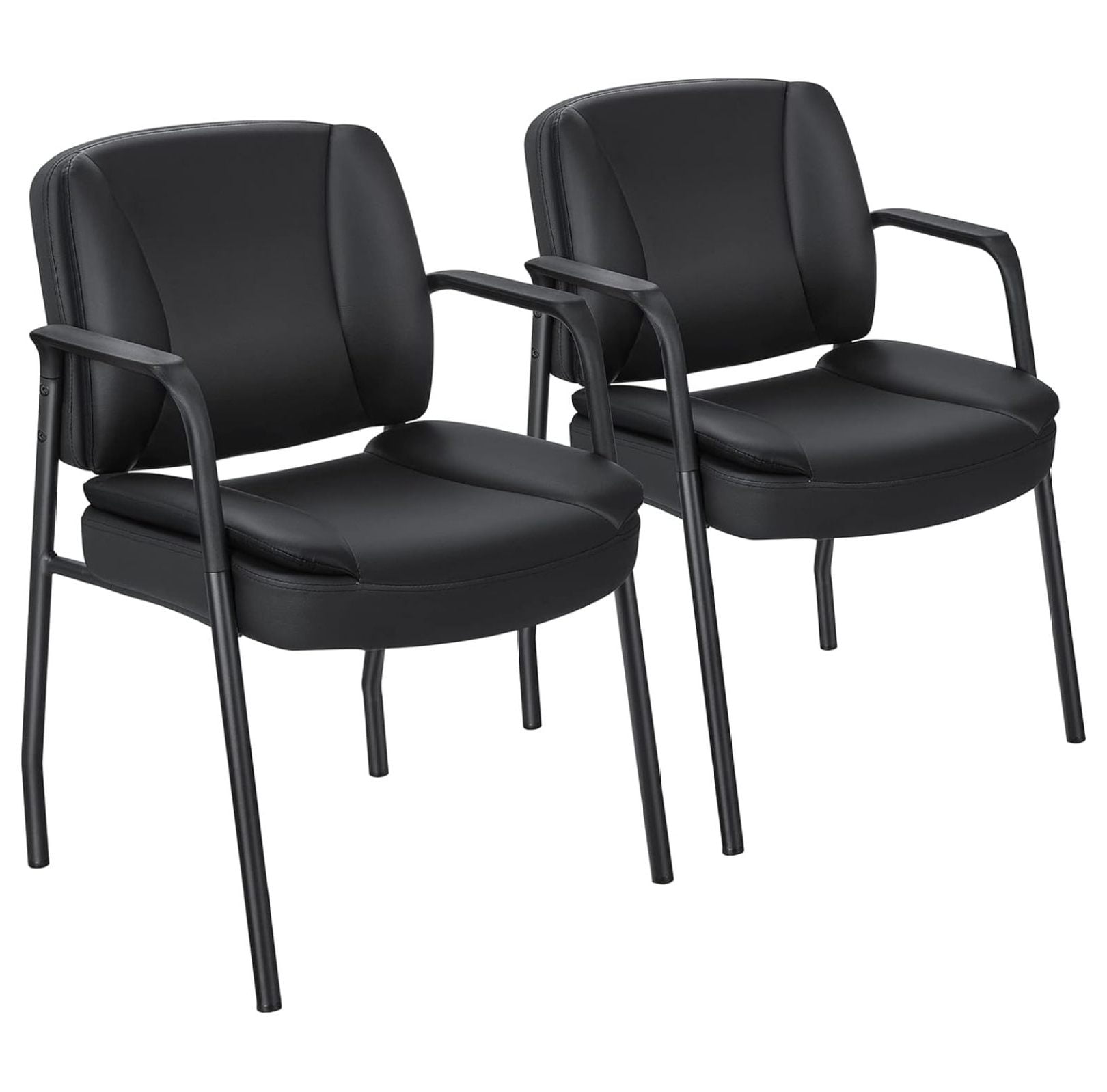 Office Guest Chair Waiting Room Reception Chairs Set of 2, PU Leather ...