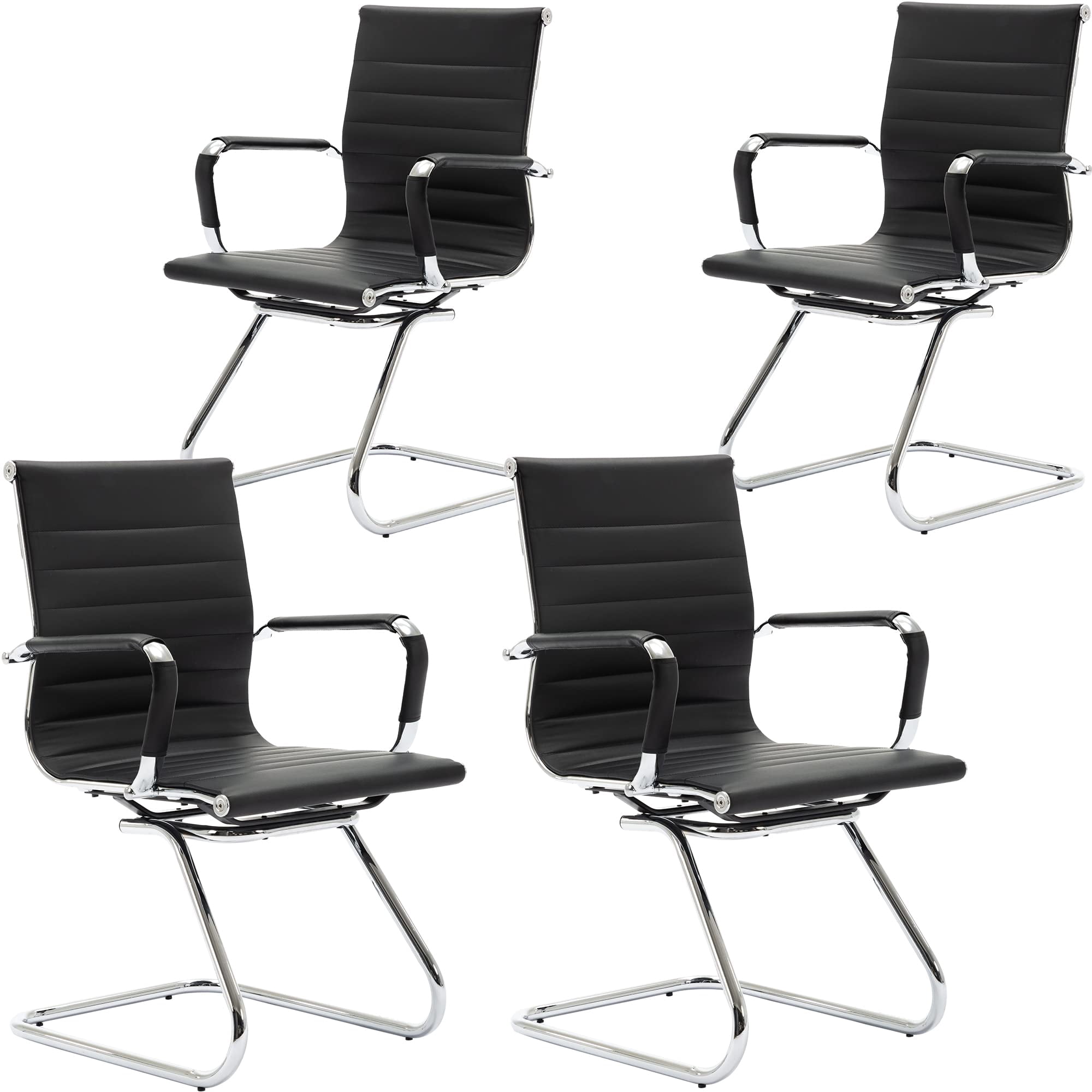 Office Guest Chairs 4 Pack, Reception Waiting Room Chairs with Faux ...