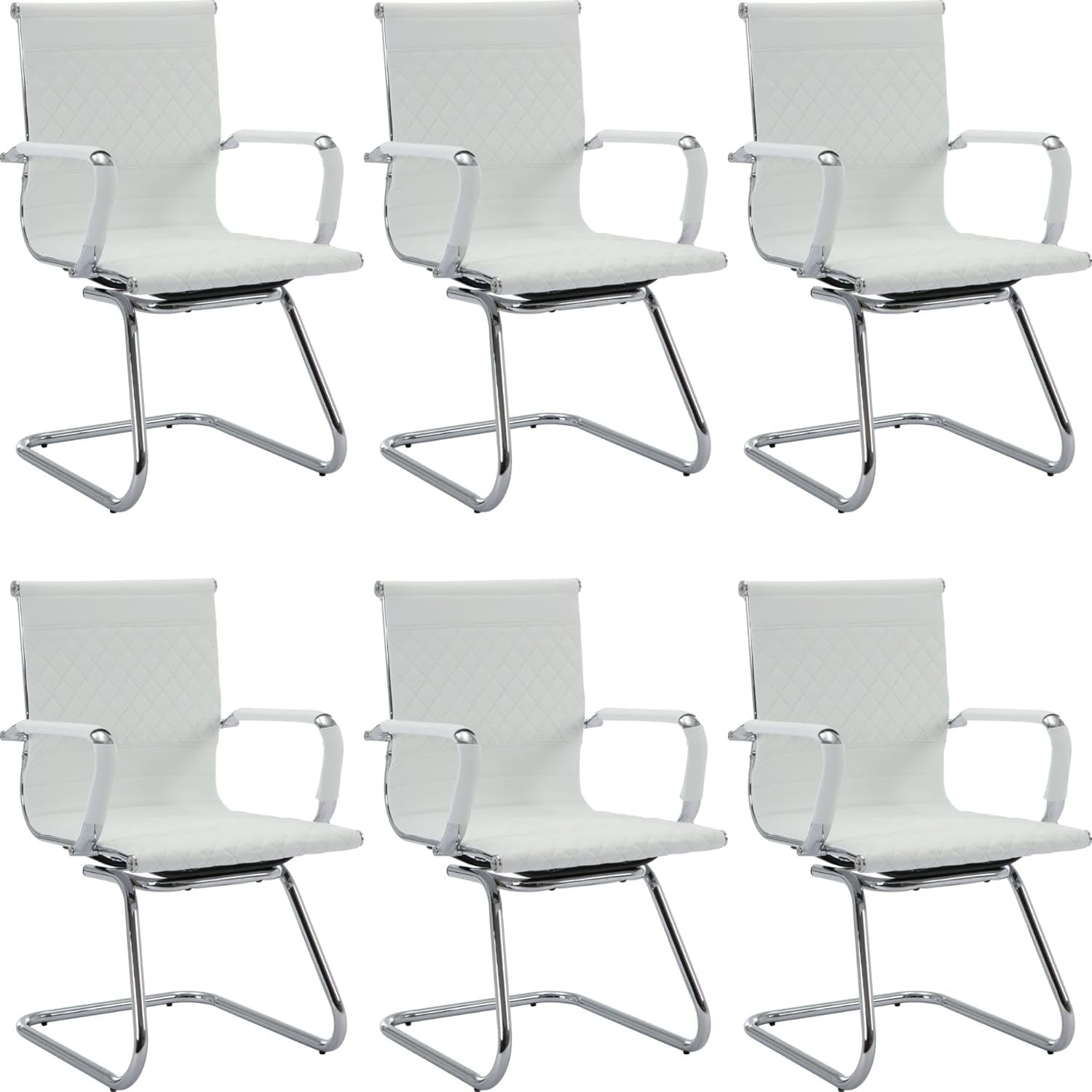 Office Guest Chairs - Set of 6 Modern PU Leather Desk Chairs for ...