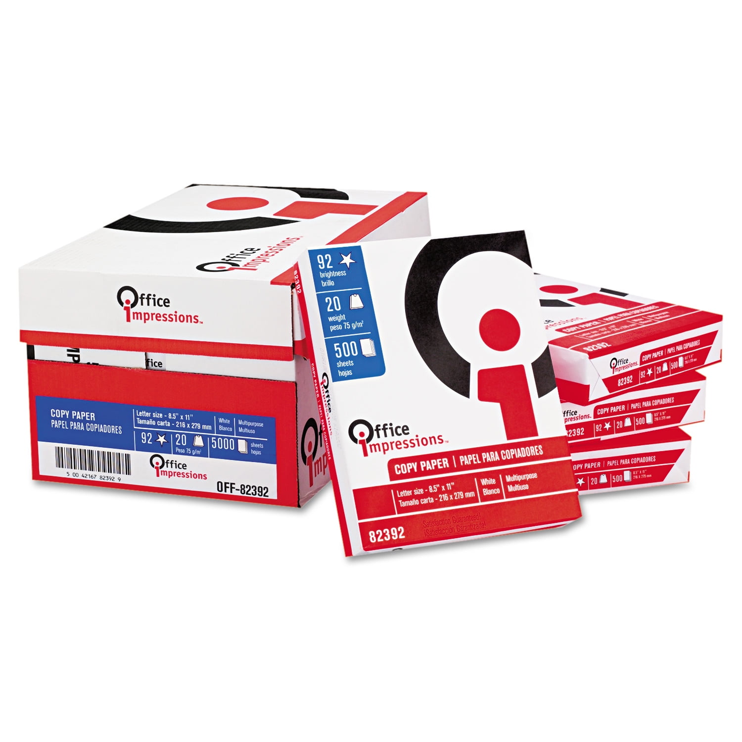 Office Impressions, 8-1/2" x 11", Copy Paper, Case of 10 Reams (500 ...