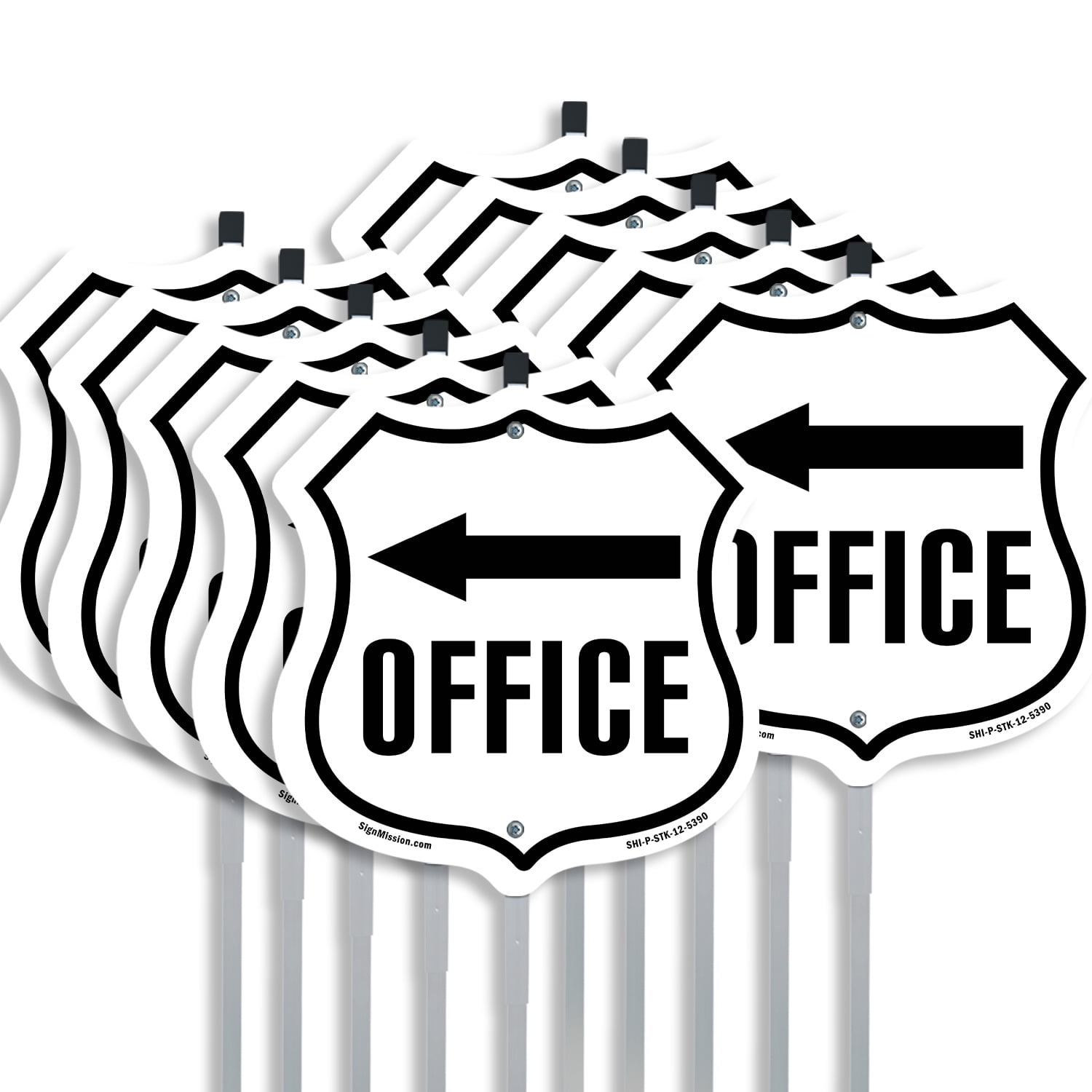 Office Left Arrow (10 Pack) 12 inch X 12 inch Shield Shaped Commercial ...