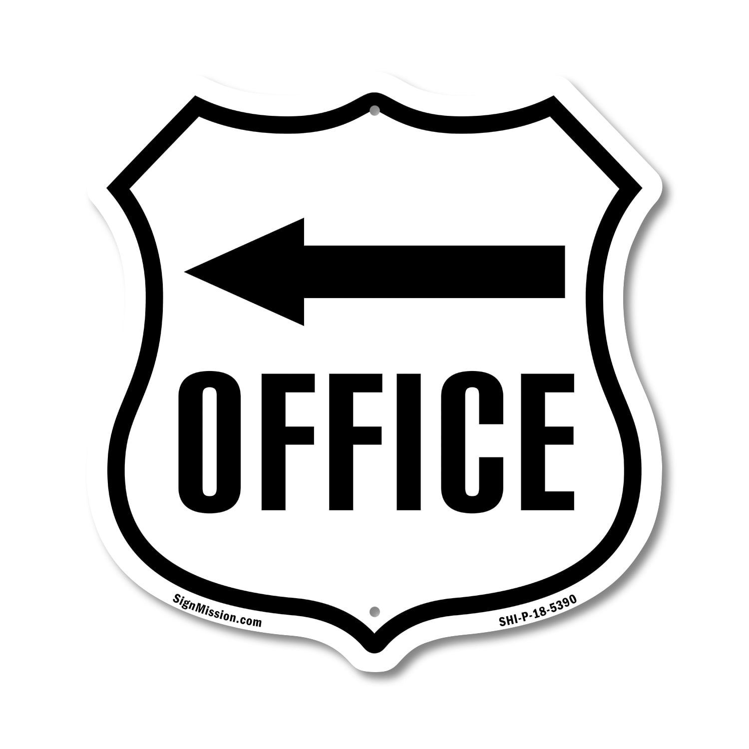 Office Left Arrow 12 inch X 12 inch Shield Shaped Commercial Grade ...