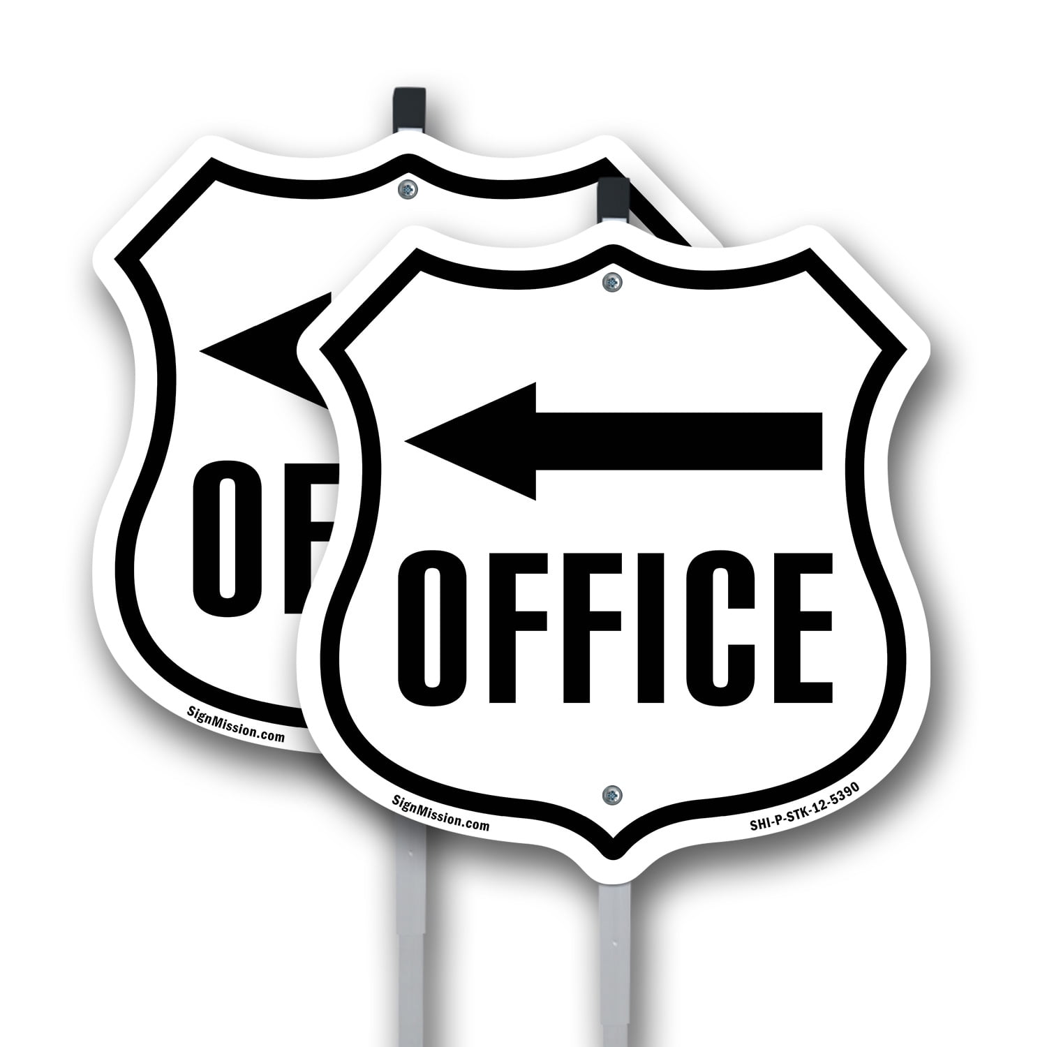 Office Left Arrow (2 Pack) 12 inch X 12 inch Shield Shaped Commercial ...