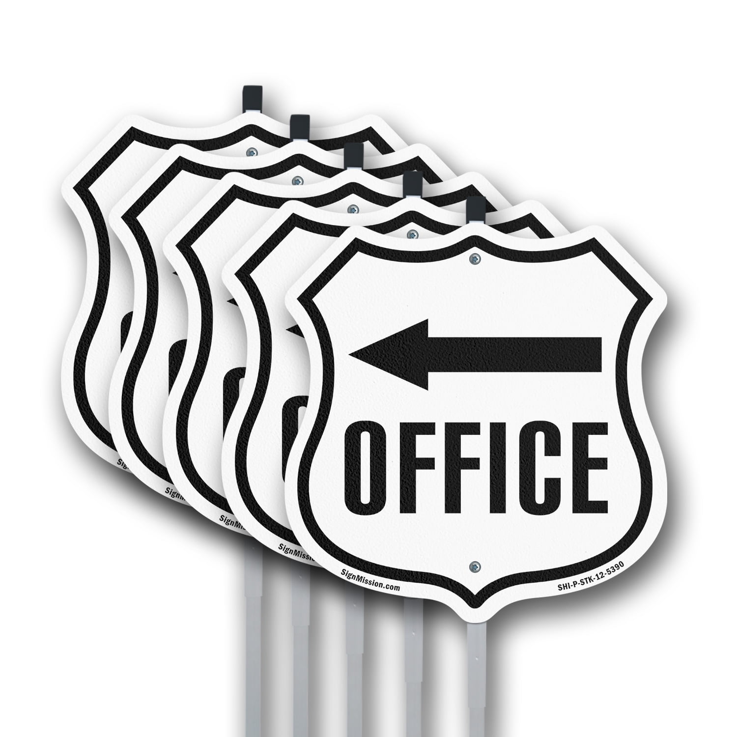 Office Left Arrow (5 Pack) 12 inch X 12 inch Shield Shaped Commercial ...