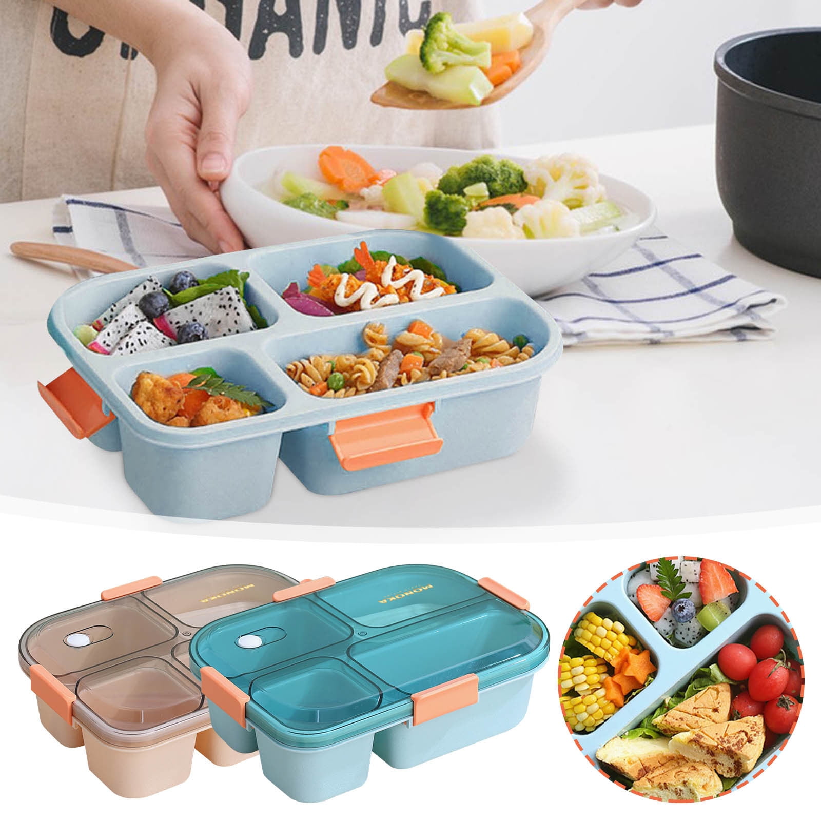Office Lunch Box - Microwave Heating Bento with Compartments, Food ...