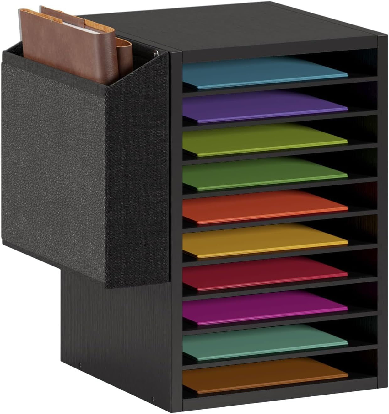 Office Mail Sorter, Wooden Paper Organizer With Storage Bag, 10 Tier ...