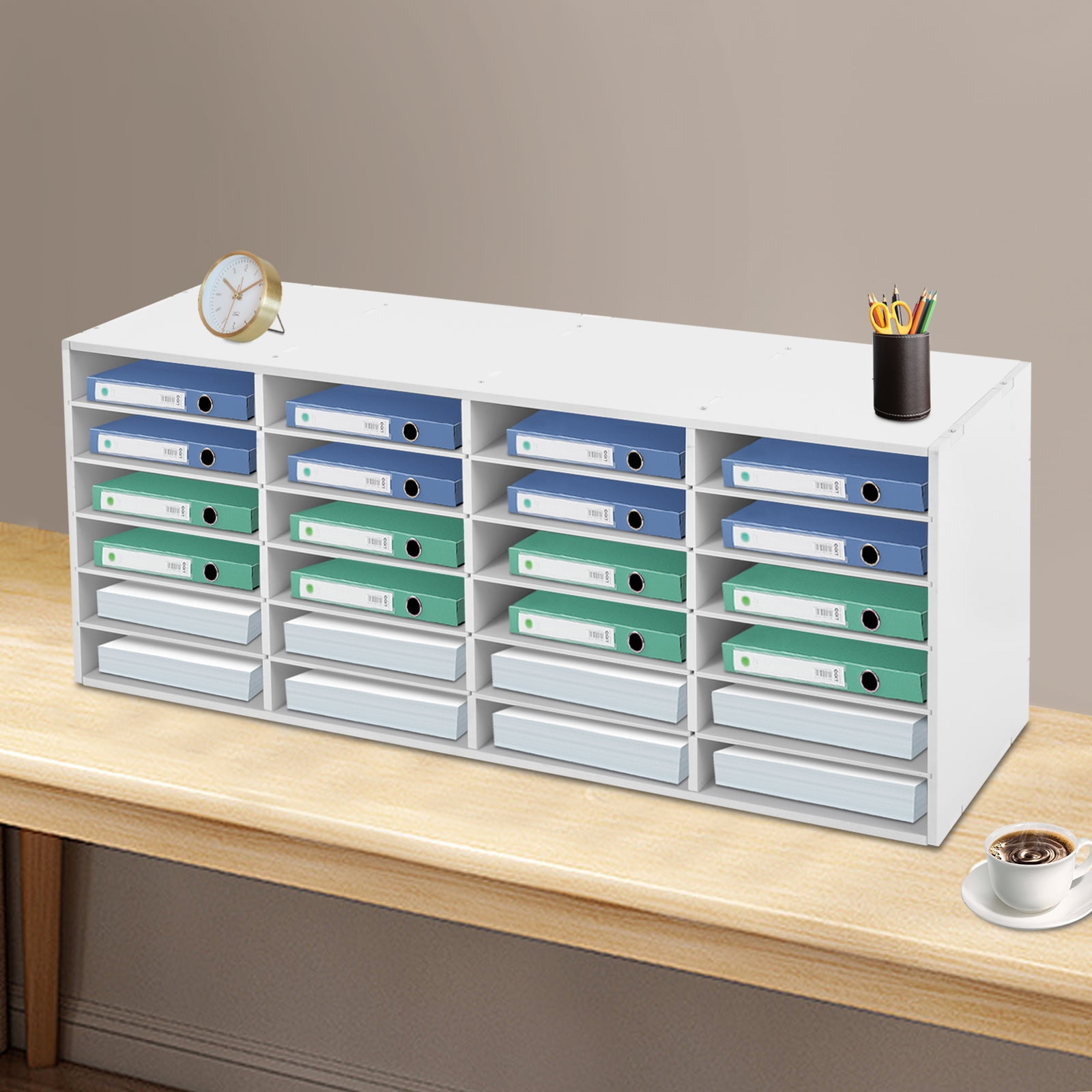 Office Mailbox Mail Sorter Organizer 24 Slots 6 Tiers White Paper and ...