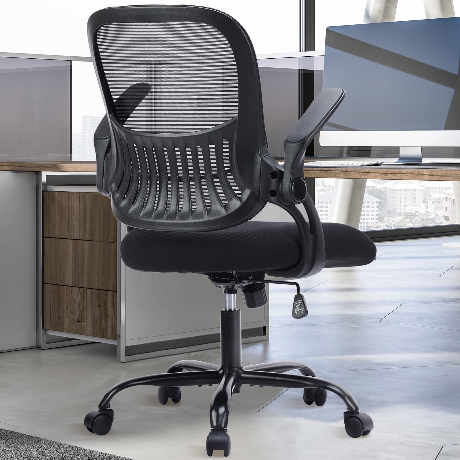 Office Mid Back Ergonomic Mesh Computer Desk Larger Seat Executive ...