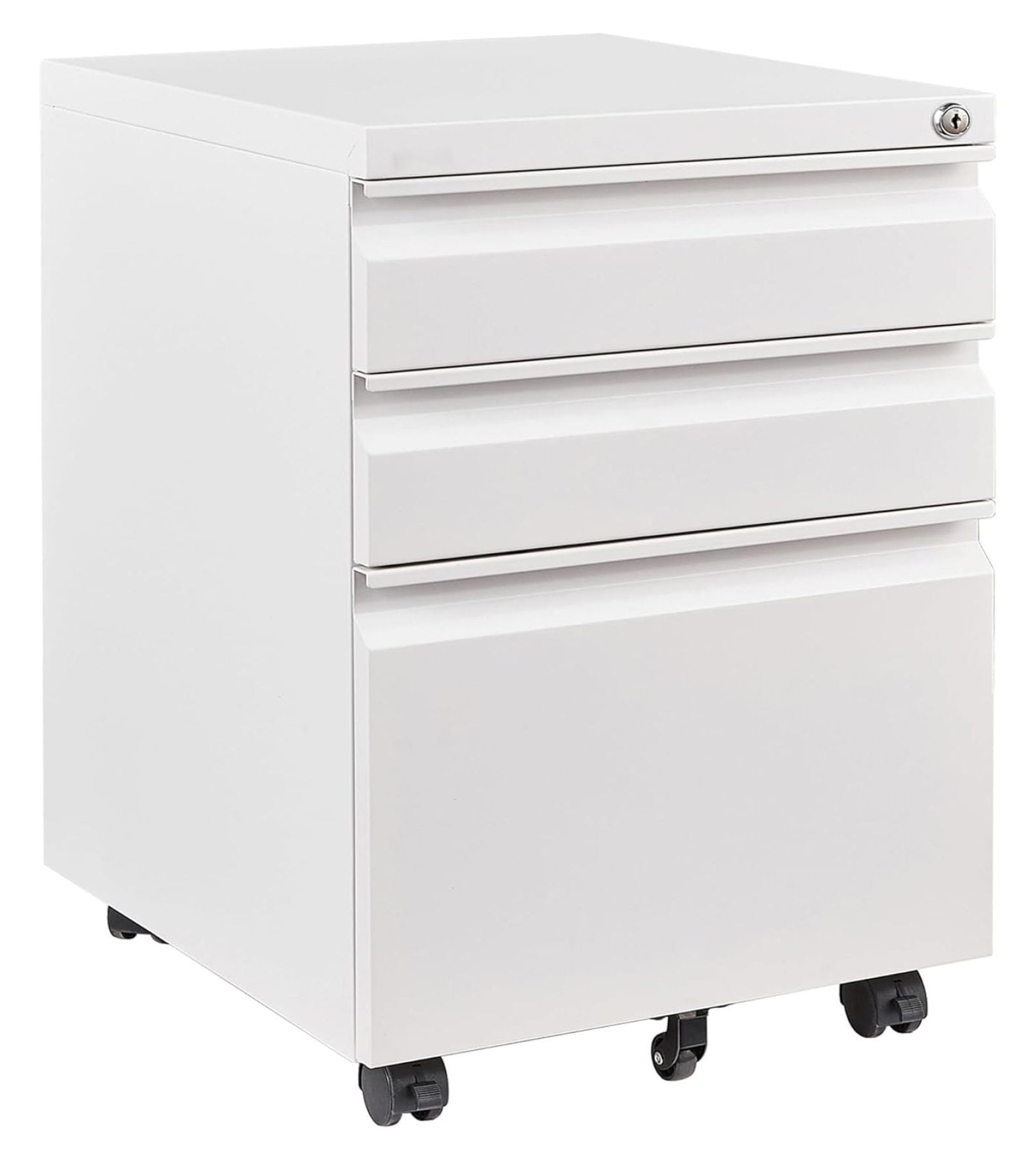 Office Mobile File Cabinet 3 Drawer with Lock, Under Desk Metal Filing ...