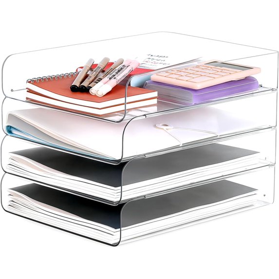 Office Organization and Storage, Clear PET Letter Paper Tray Desk ...