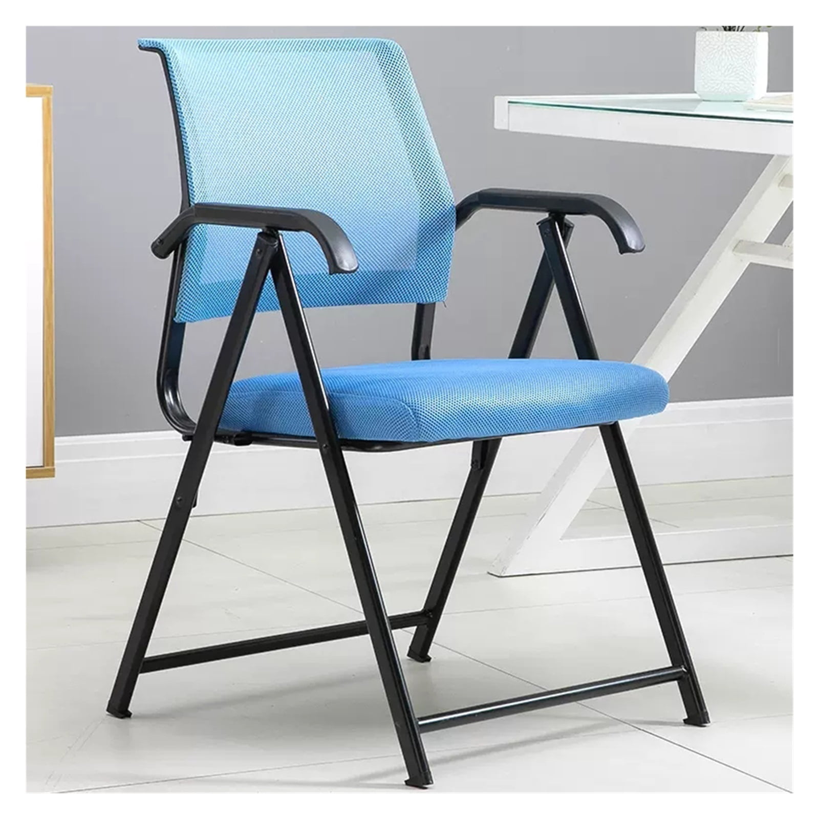 Office Padded Folding Chairs with Arms,Ergonomic Computer Desk Chair ...