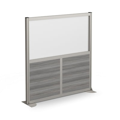 "At Work Office Partition - 49""W x 52""H, Gray Laminate, Plexiglass ...