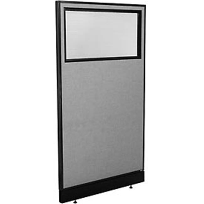 Office Partition Panel with Partial Window & Pass-Thru Cable - Gray ...