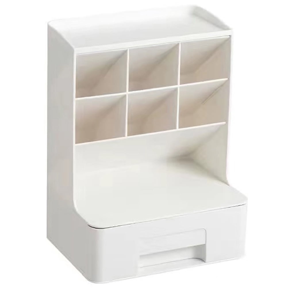 White Plastic Desk Organizer for Pens and Stationery with Multi ...