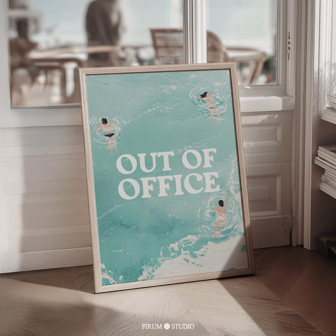 Out Of Office Pool Swimmers Art Print, Summer Vacation Poster, Pastel ...