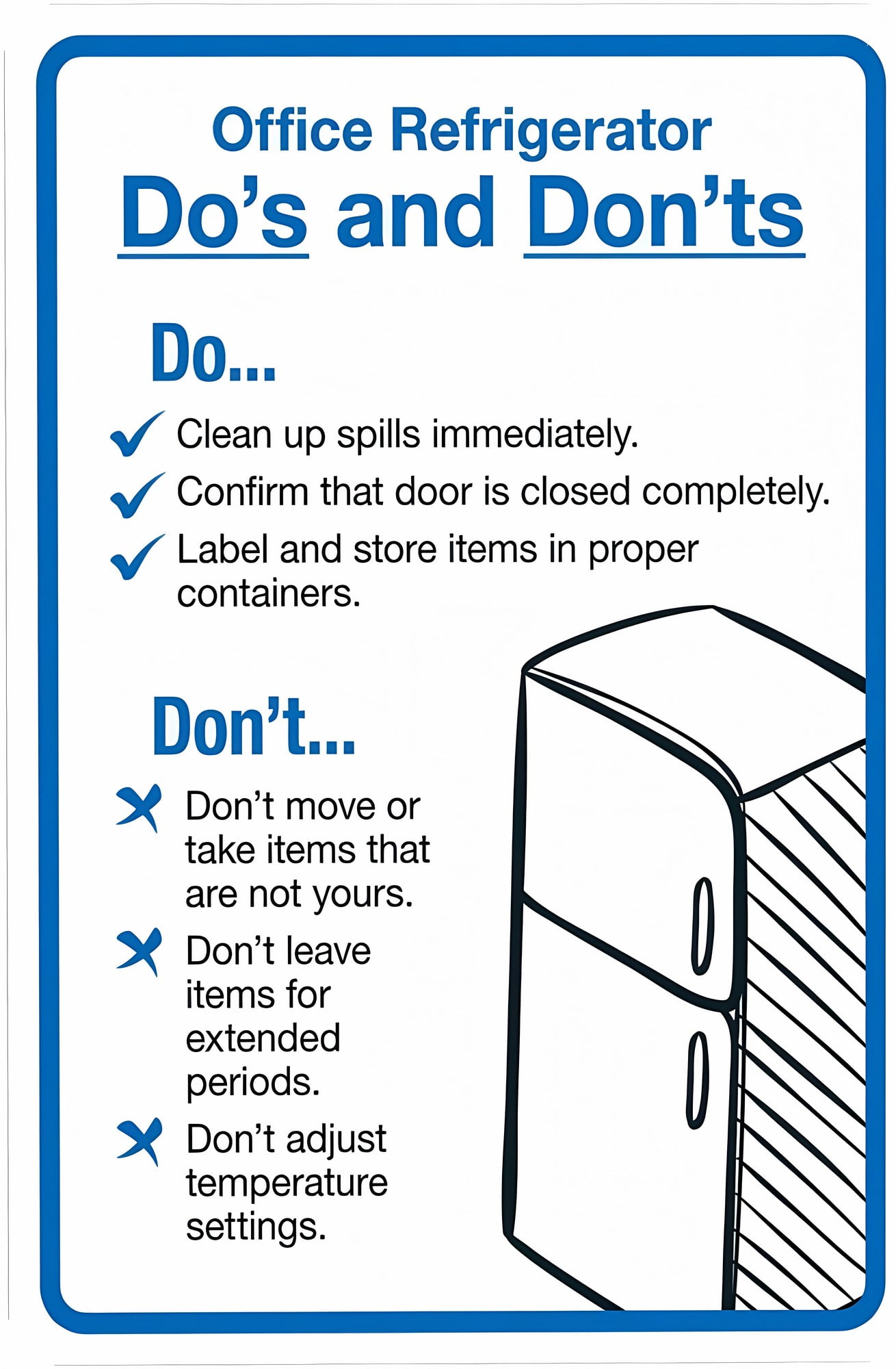 Office Refrigerator Dos And Do Nots With Graphic Warning Sign - 8"x12 ...