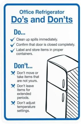 Office Refrigerator Dos And Do Nots With Graphic Warning Sign, Door ...