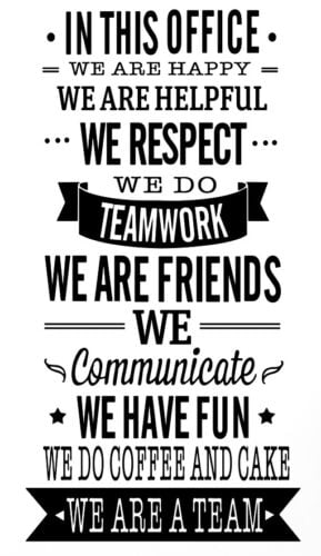 Office Rules Teamwork Vinyl Wall Decal Quote Decor Stickers Lettering ...