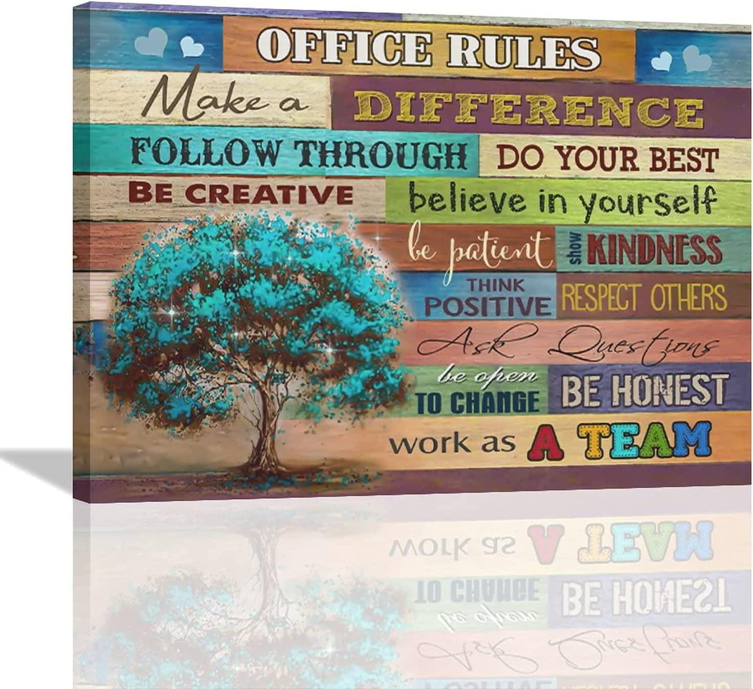 Office Rules Work As A Team Framed Canvas Wall Art Inspirational Wall ...