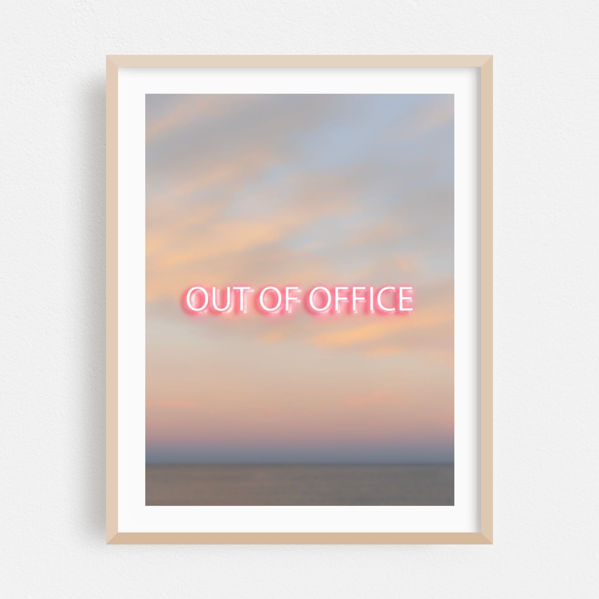 Out of Office, A Serene Escape, Minimal Beach Sunset Wall Art - Oliva ...