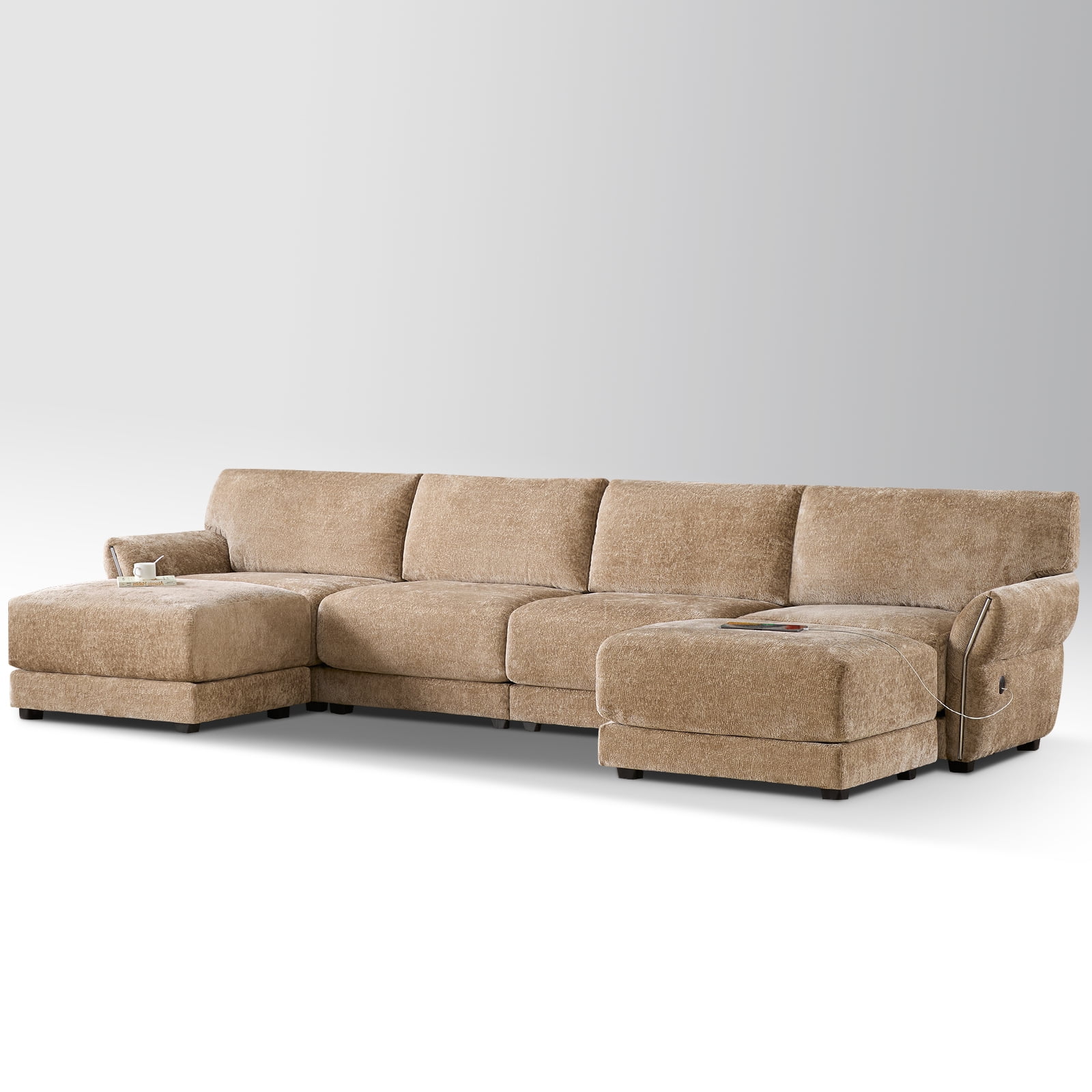 Office Sofa, 142" U-Shaped Modular Sectional Reception Sofa with USB ...
