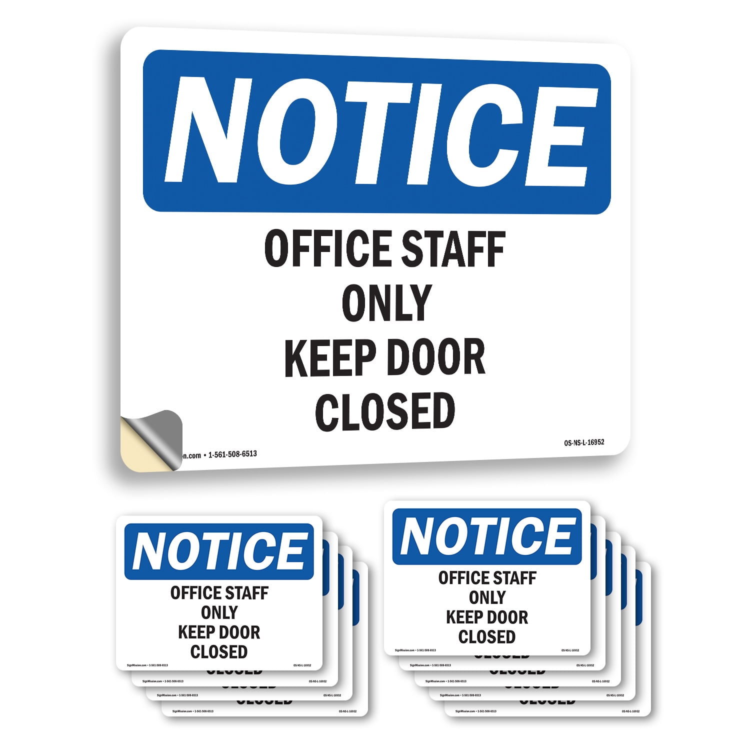 Office Staff Only Keep Door Closed OSHA Notice Vinyl Decal Label 24 ...