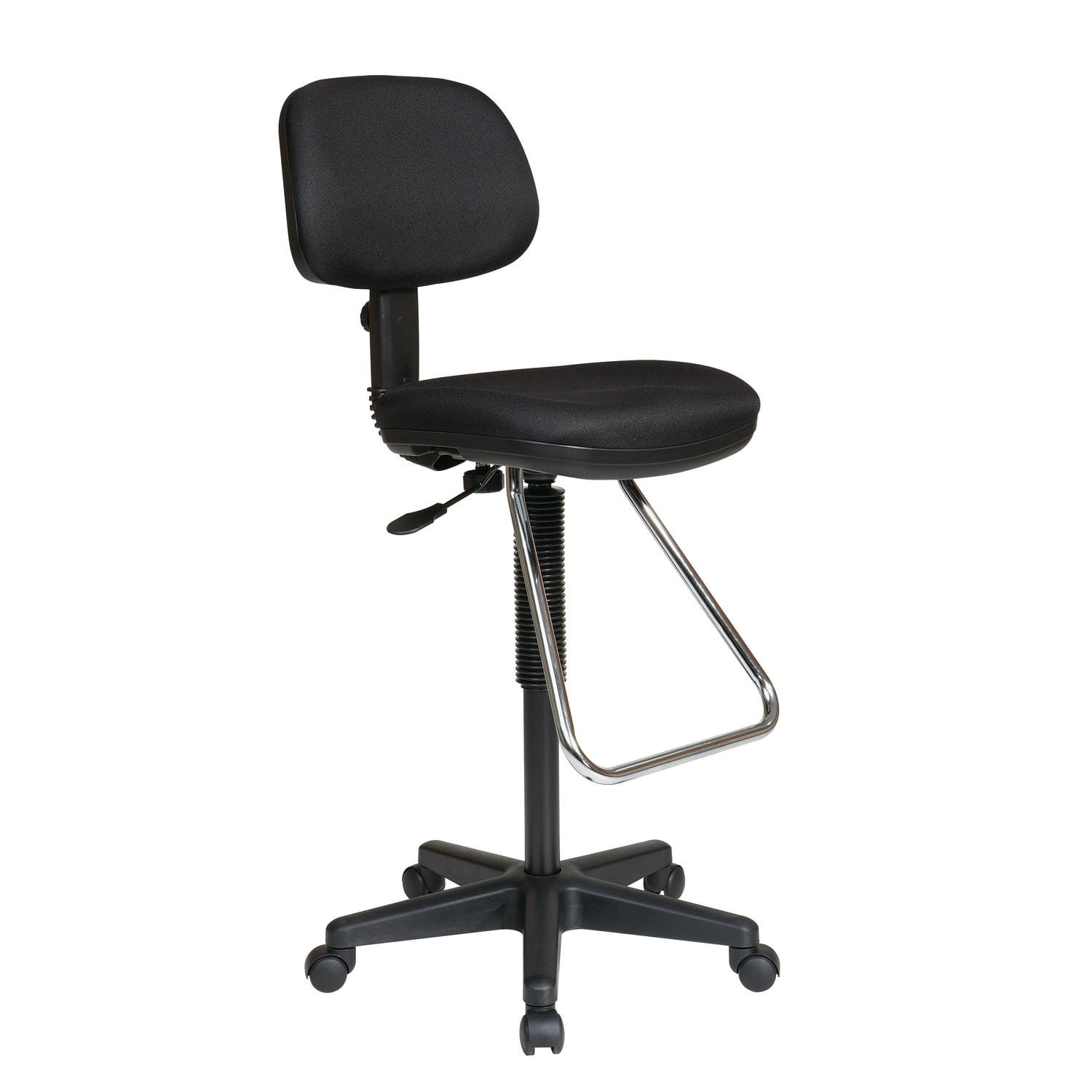 Office Star Economical Black Fabric Chair with Chrome Teardrop Footrest ...