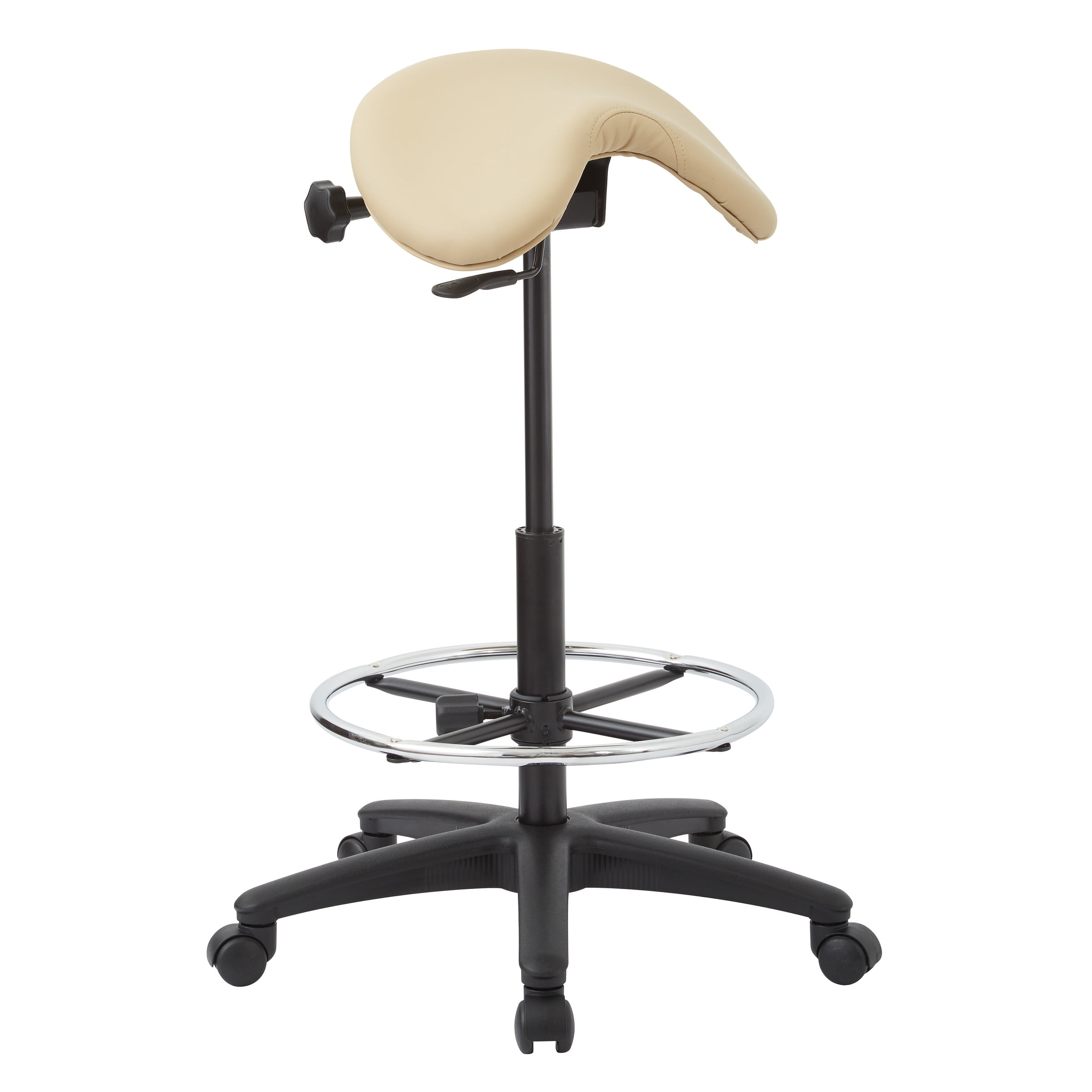 Office Star Products Backless Stool with Height-adjustable Saddle Seat ...