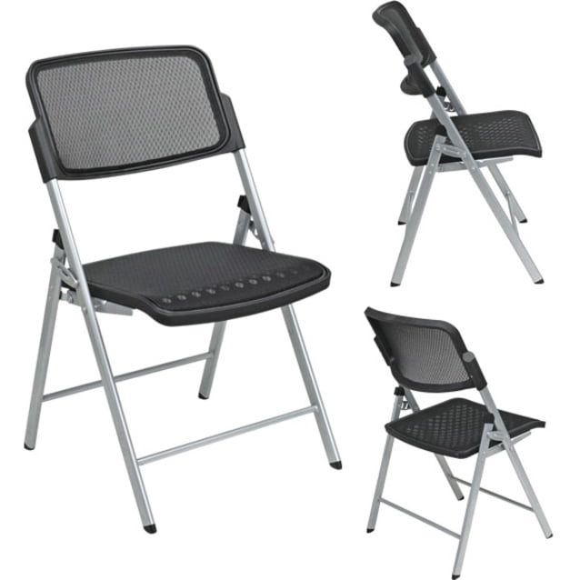 Office Star Products Deluxe Folding Chair With Black ProGrid® Seat and ...
