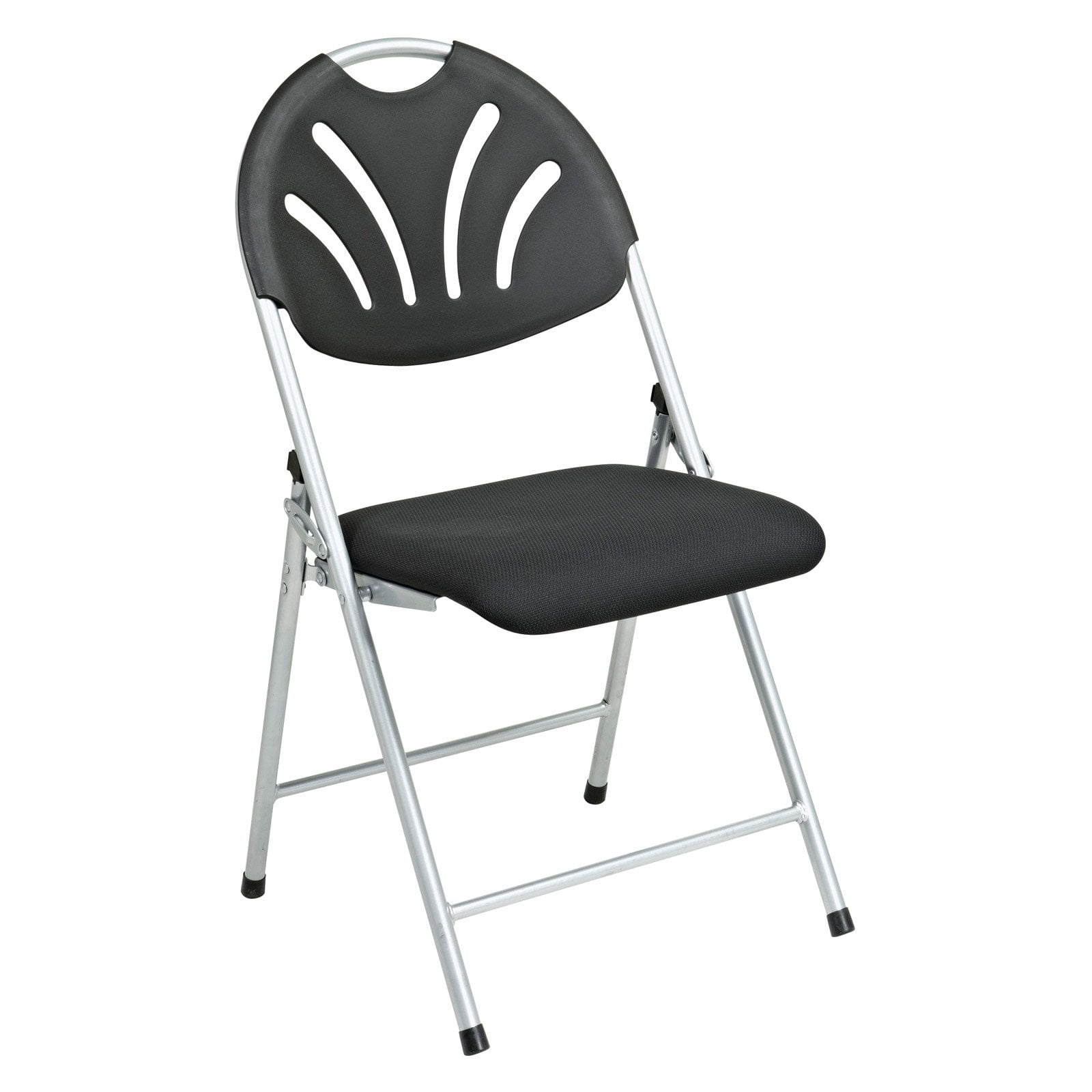 Office Star Products Folding Chair with Black Plastic Fan Back and ...