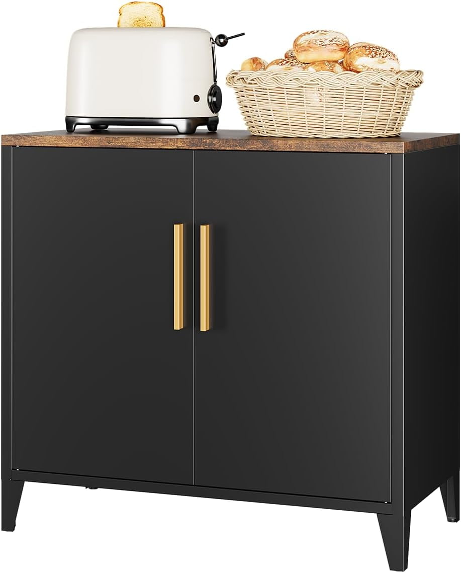 Office Storage Cabinet with Doors and Adjustable Shelf Small Buffet ...