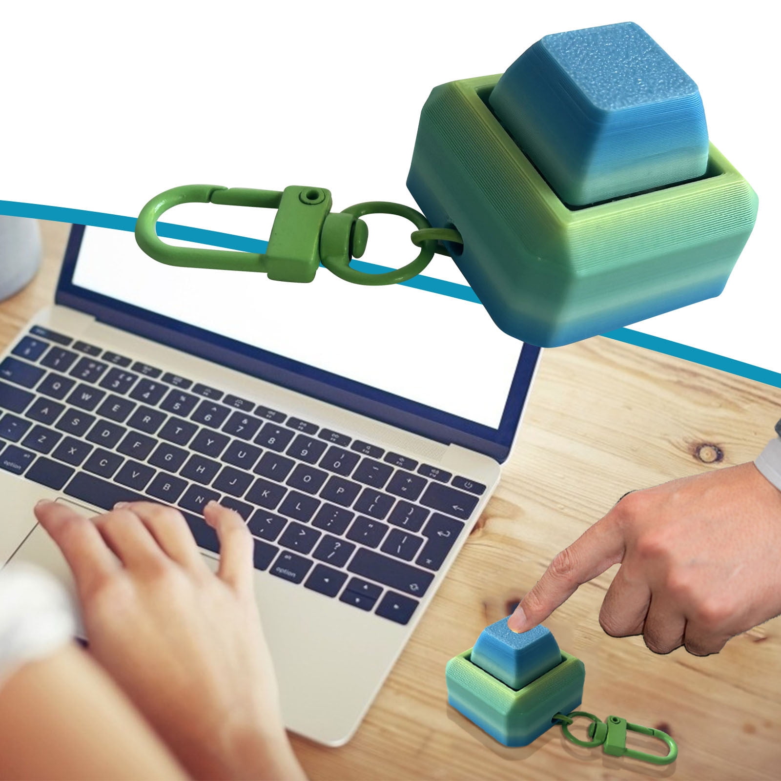 Office Stress Relief Finger Toy, Cheese Button Keychain with Silent ...