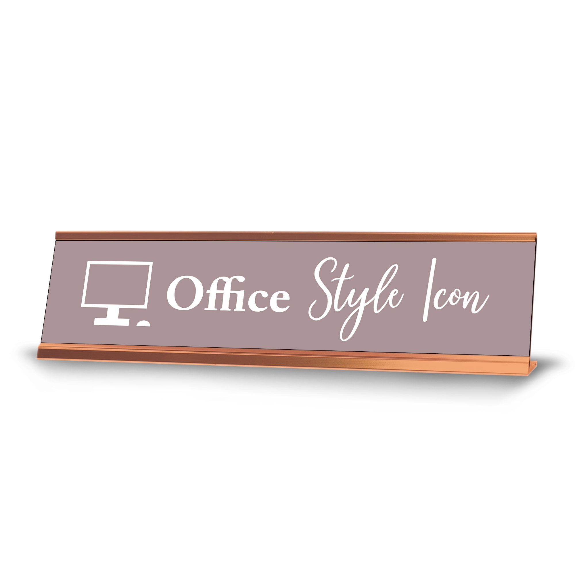 Office Style Icon, Pink Rose Gold Frame, Desk Sign (2x8”) - Walmart.com