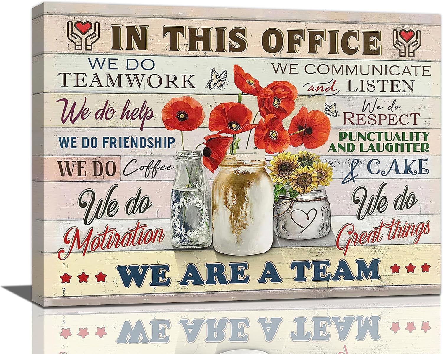 In This Office Sunflower Inspirational Decor Wall Art Teamwork ...